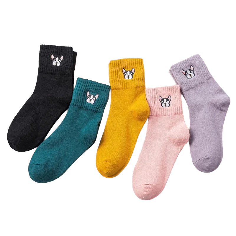 Frenchie Mid 5-pack Color Mix – THE PEEKABOO SOCK